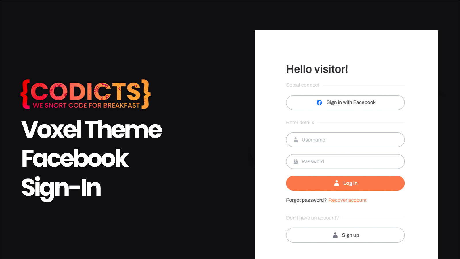 Voxel Theme Facebook Sign-In Add-On - CoDicts